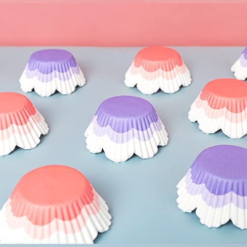 Barry's Home Standard Size Baking Cups, No Smells Rainbow Cupcake Liners, Paper Grease Proof Petal Muffin Wrappers, Pack of 192 (Strawberry Ice & Lavender)
