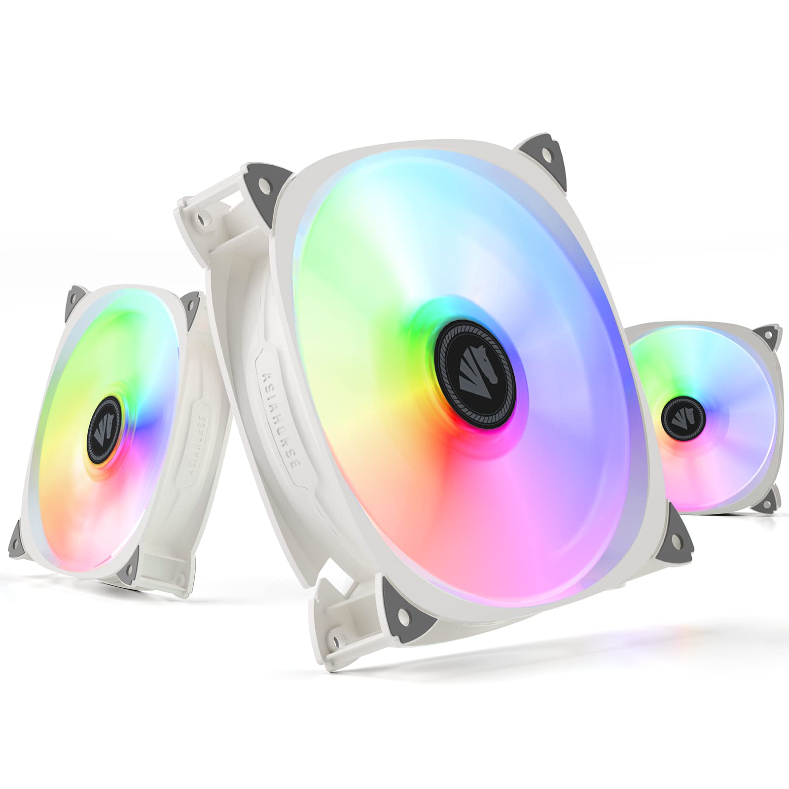 Asiahorse Fish-Bone Argb Case Fans,120mm Quiet Computer Cooling PC Fans Sync/Remote Control, Adjustable Speed, SATA Connection (3pack White)