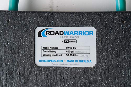RoadWarrior Heavy Duty RV Jack Pad - Lightweight, Stackable, Waterproof, Unbreakable Outrigger Pad with Ergonomic TuffGrip Handle (One Pad,15"X1.5")