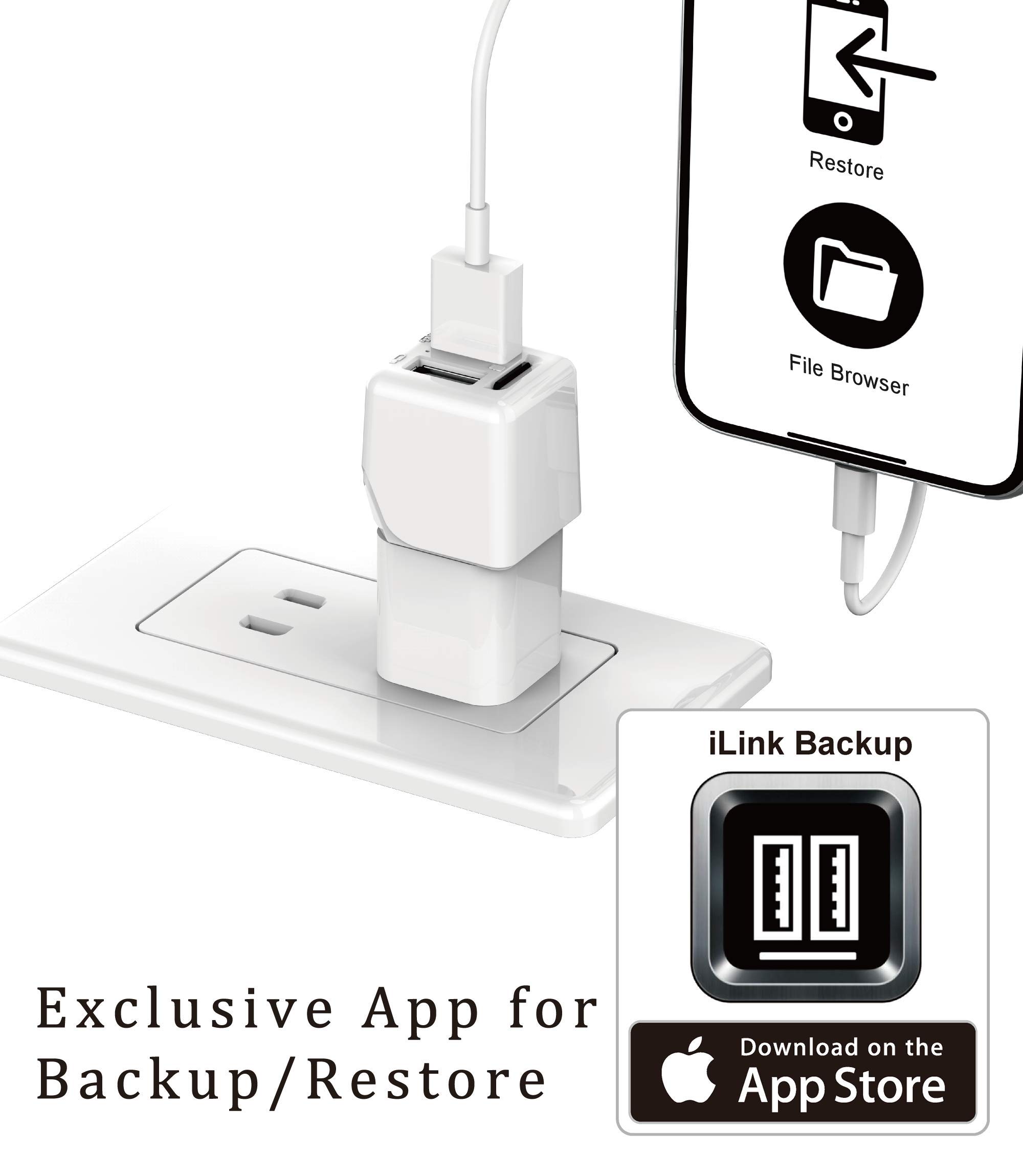 SPT iLink Backup Automatically Backup Photos and Videos While Charging of iPhone and iPad with iPhone Backup Storage and 256 bit Encryption 【SD Card and USB Not Included】