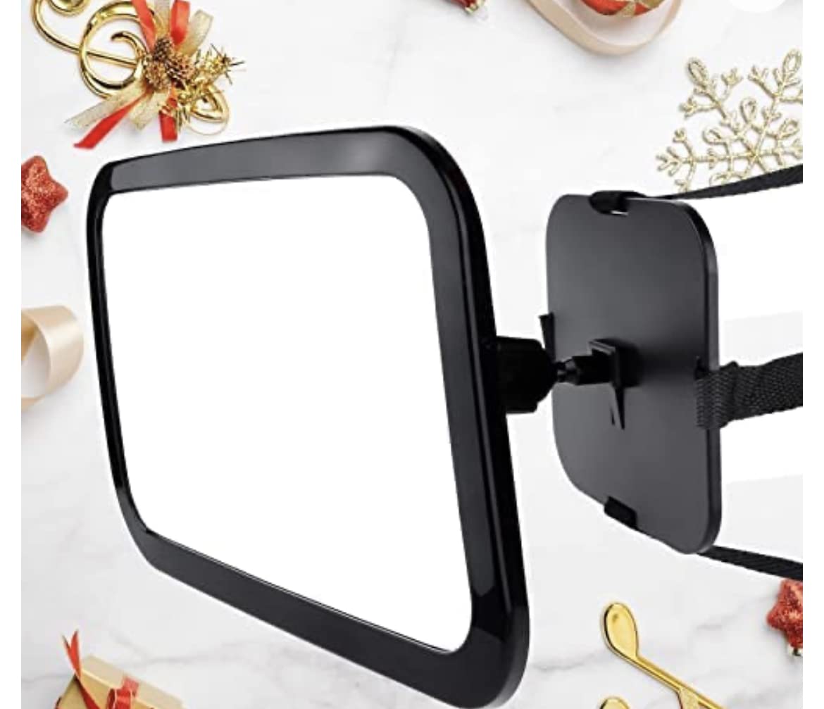 Baby car mirror for rear facing. XL, crystal clear view, 360 rotation, fully assembled, shatter proof
