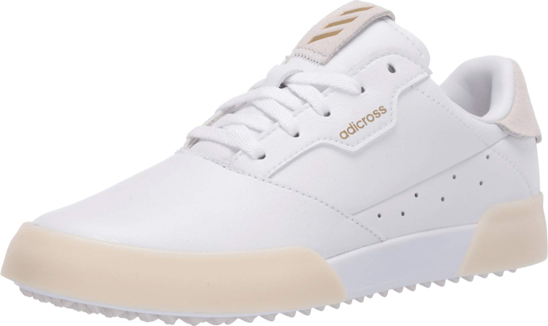 adidas Unisex-Kid's JR Adicross Retro Golf Shoe, FTWR White/Gold Metallic/Crystal White, 6 Medium US Big Kid