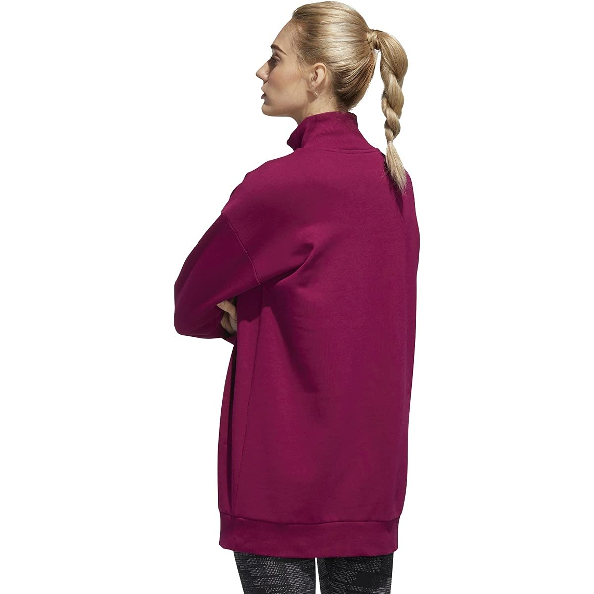 adidas womens Essentials Comfort Elongated 1/4 Zip Pink X-Small