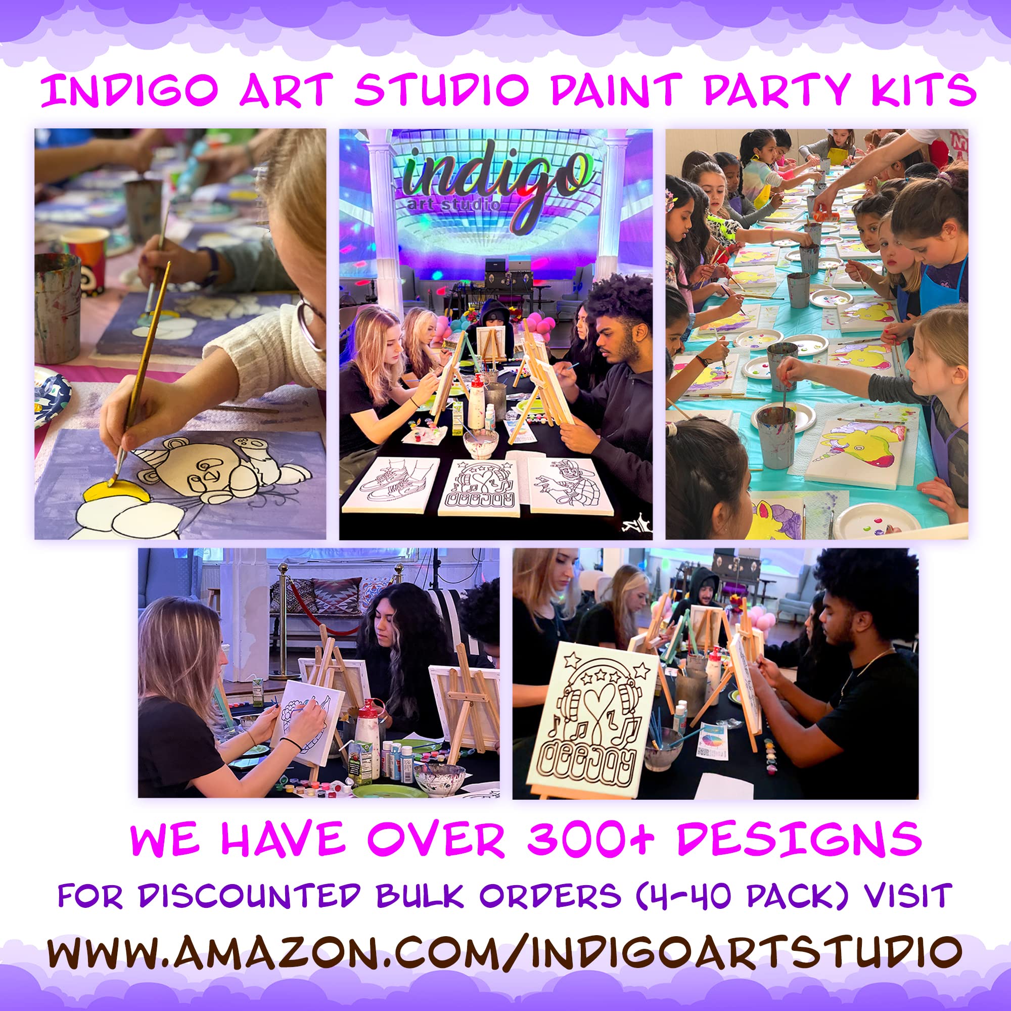 INDIGO ART STUDIO Pre Drawn Canvas Painting for Kids | Stretched & Stenciled | Art Activity Summer Camps | Custom Mermaid Theme Coloring | DIY Birthday Gift & Paint with Twist Party Favor | 8x10