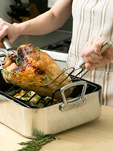 RSVP International EnduranceĀ® Stainless Steel Turkey & Roast Lifters, Set of 2 | Transfer Turkey or Ham Easily | Long Handles for Strong Grip | Dishwasher Safe | Great for Thanksgiving