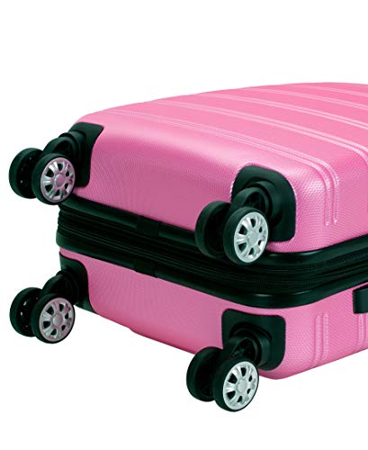 Rockland Melbourne Hardside Expandable Spinner Wheel Luggage, Pink, Carry-On 20-Inch