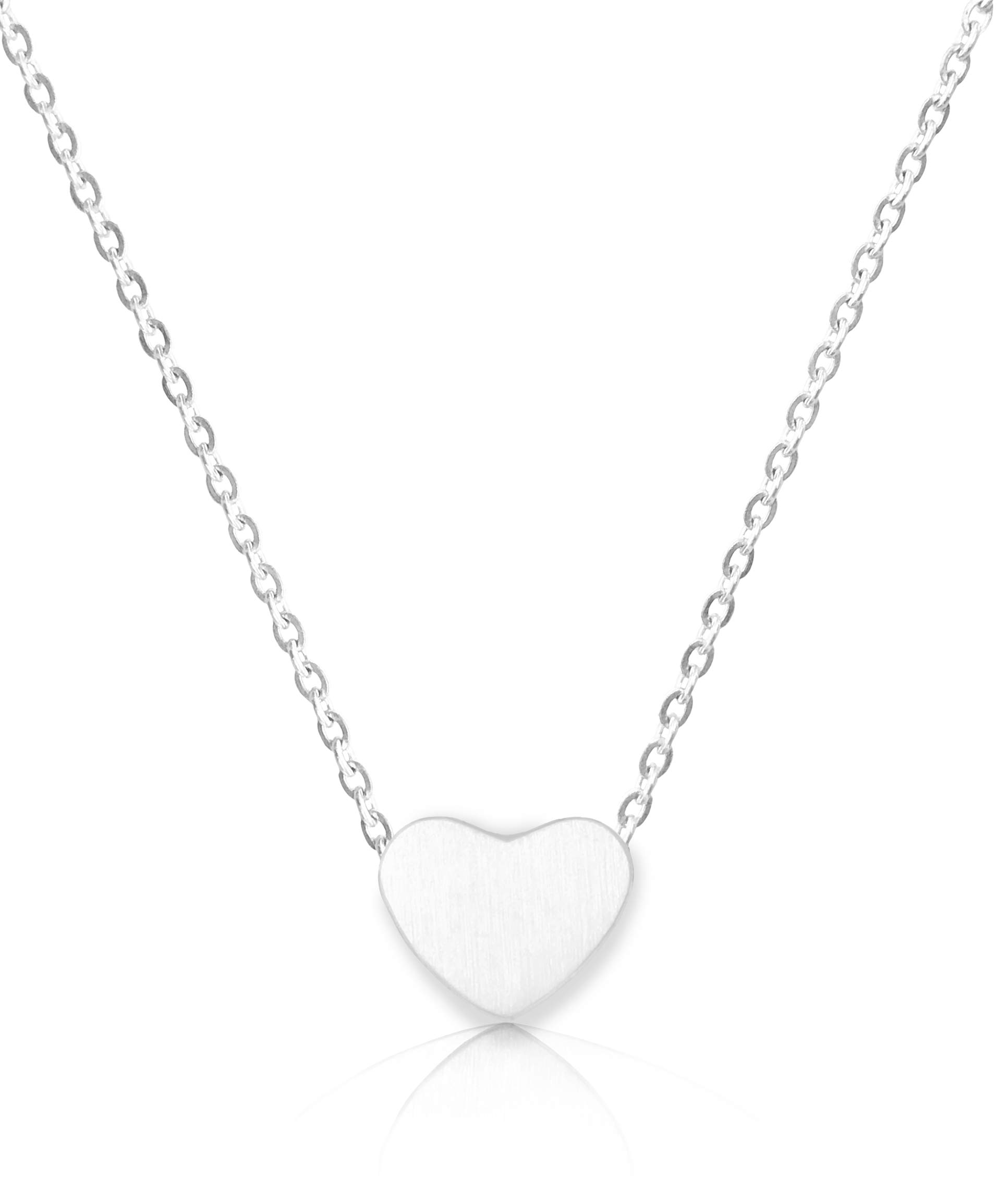 Altitude Boutique Heart Pendant Necklace for Women | Silver Plated Choker Necklace | Dainty Hypoallergenic Adjustable Chain 15in-18in (Silver)