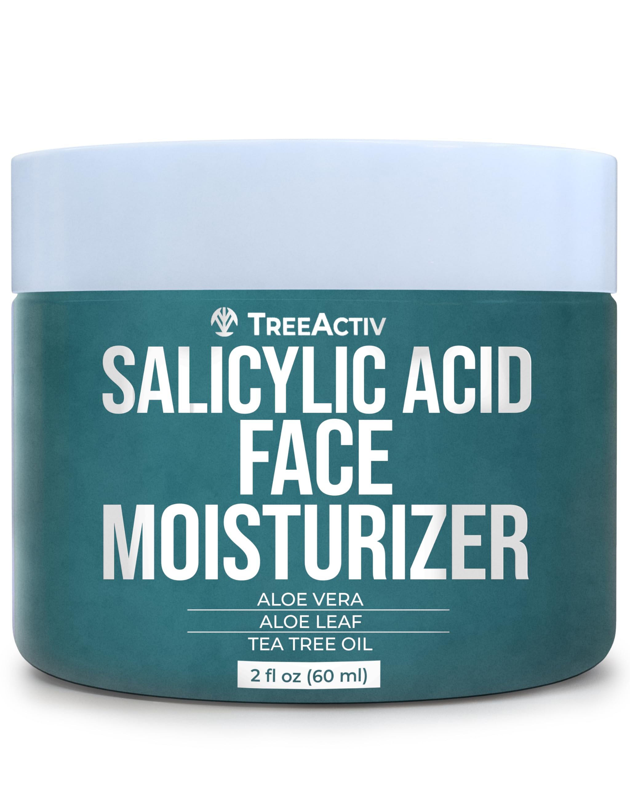 TreeActiv Salicylic Acid Face Moisturizer, 2 fl oz, Acne Treatment Face Cream for Oily Skin with and Tea Tree Oil, For Teens and Adults with Acne Prone Skin and Cystic Acne, 90 Day Supply
