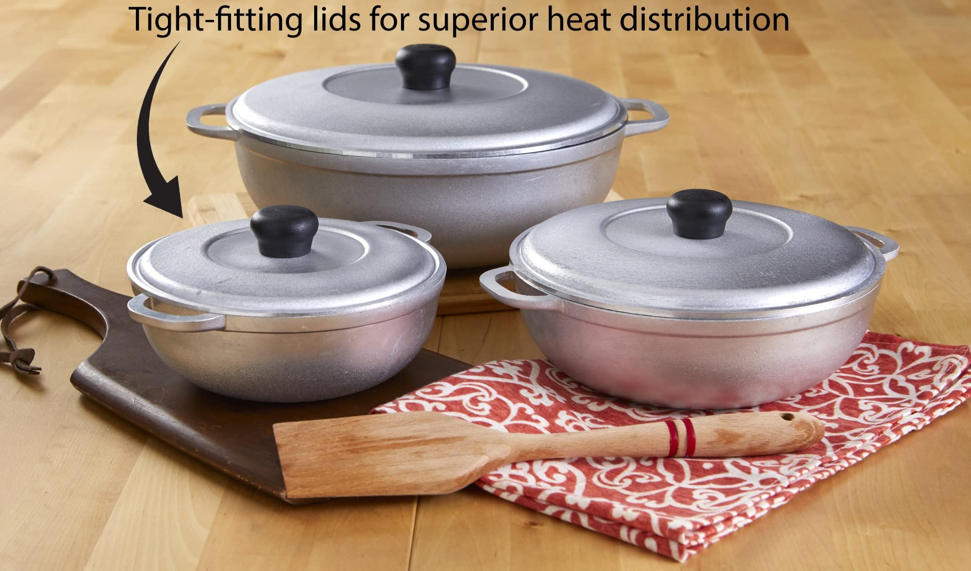 AIRADP 3Pieces Cast Aluminum Caldero or Oven Set with Lid