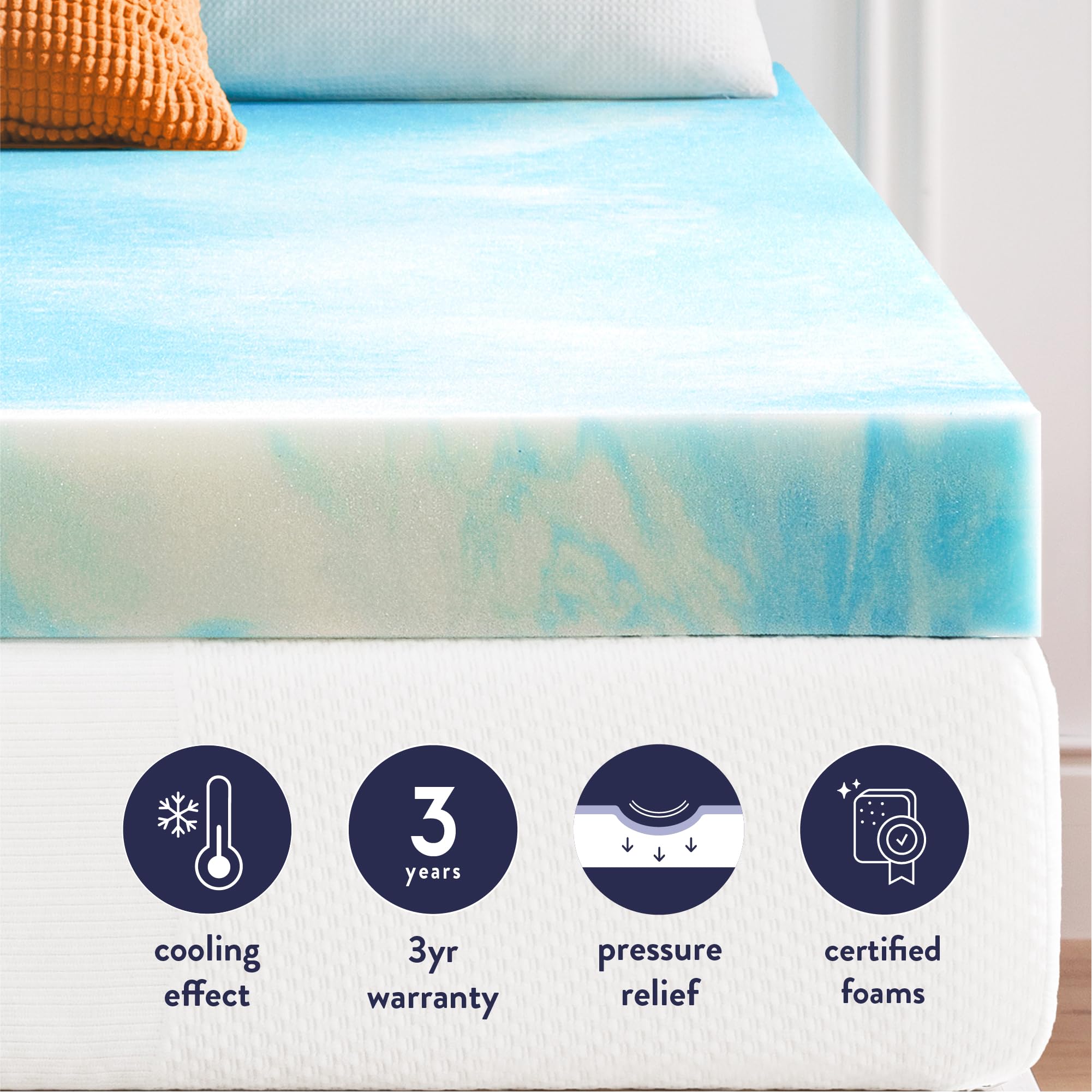 Best Price Mattress 4 Inch Swirl Gel AeroBreeze Cooling Air Flow Memory Foam Mattress Topper, Full