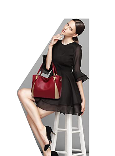 Handbags and purses,Womens Leather Handbags Purses Top-handle Totes Satchel Shoulder Bag for Ladies, (3#Red)