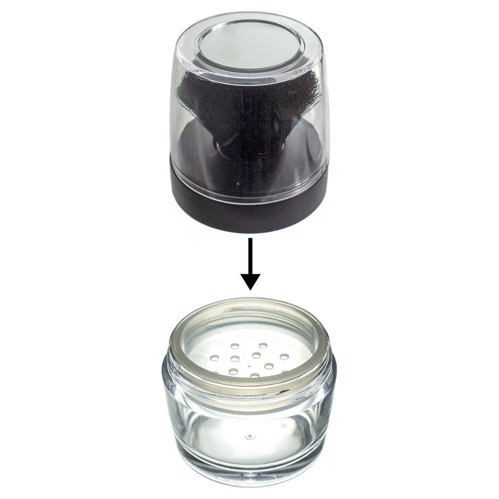 Kabuki Brush With Sifter Jar - Made of Soft Sable Tone Taklon Bristle, Plastic Base Jar, and Mirror for Mineral Makeup, Powders, Custom Foundations