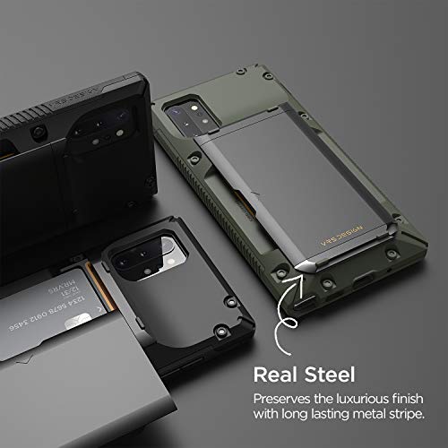 VRS DESIGN Damda Glide Pro for Galaxy Note 10 Plus, with [4 Cards] [Semi-Auto] Premium Sturdy Credit Card Slot Wallet for Samsung Galaxy Note 10 Plus 5G Case 6.8 inch(2019) Black