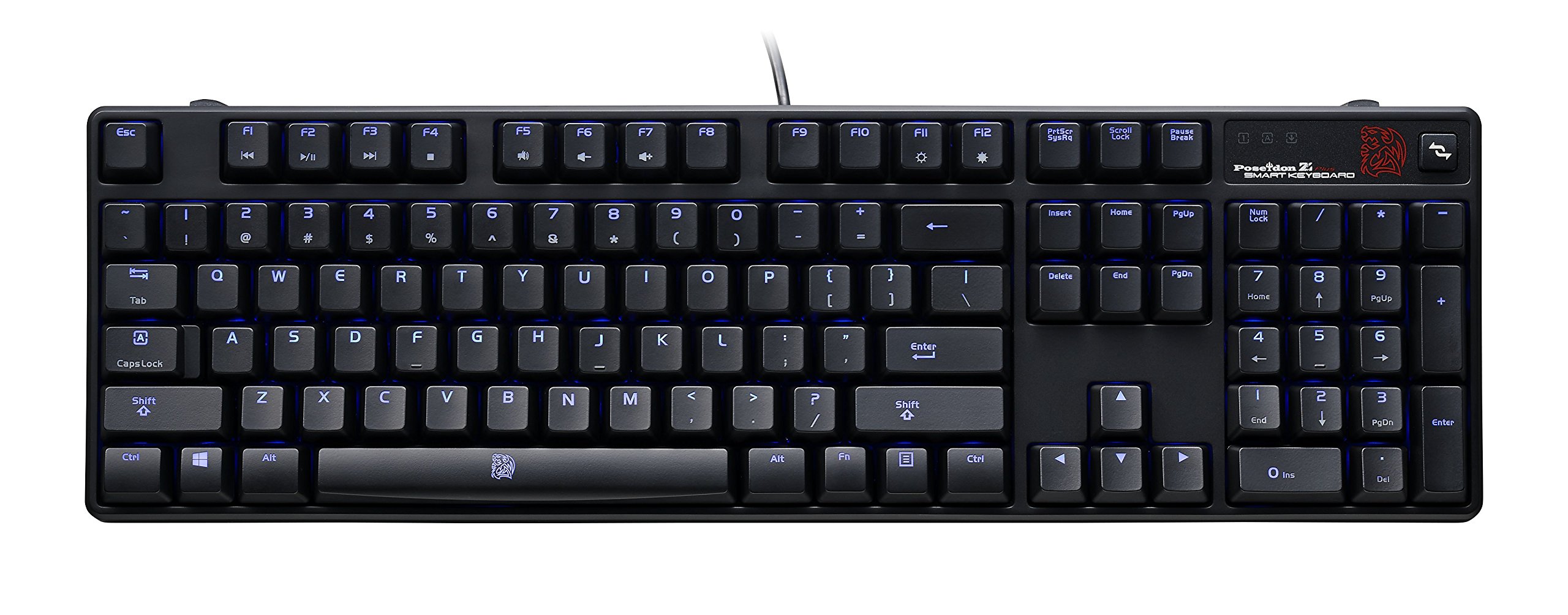 Tt eSPORTS Thermaltake Poseidon Z Plus Gaming Performance Monitoring App & Software Blue Switches Blue Backlight Mechanical Gaming Keyboard KB-PZP-KLBLUS-01