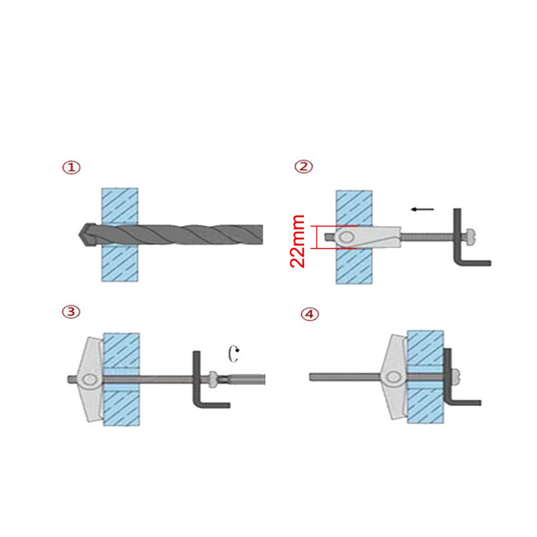 uxcell 5/16-inch X 3-inch Male Thread Spring Loaded Hollow Wall Round Head Toggle Bolt 5pcs