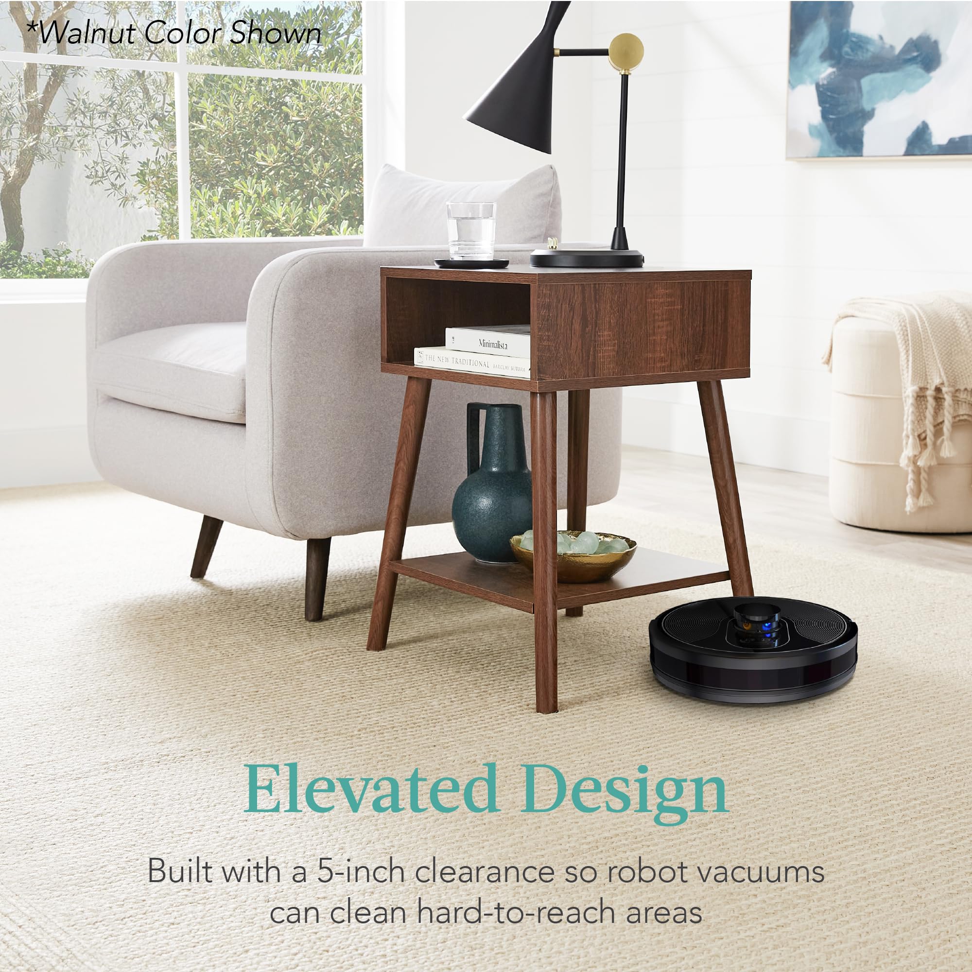 Best Choice Products Mid-Century Modern End Table Set of 2, Side Accent Furniture for Living Room, Den, Sitting Room, Space Saving w/Cubby Storage, Lower Shelf, Pine Wood Legs - Gray Oak