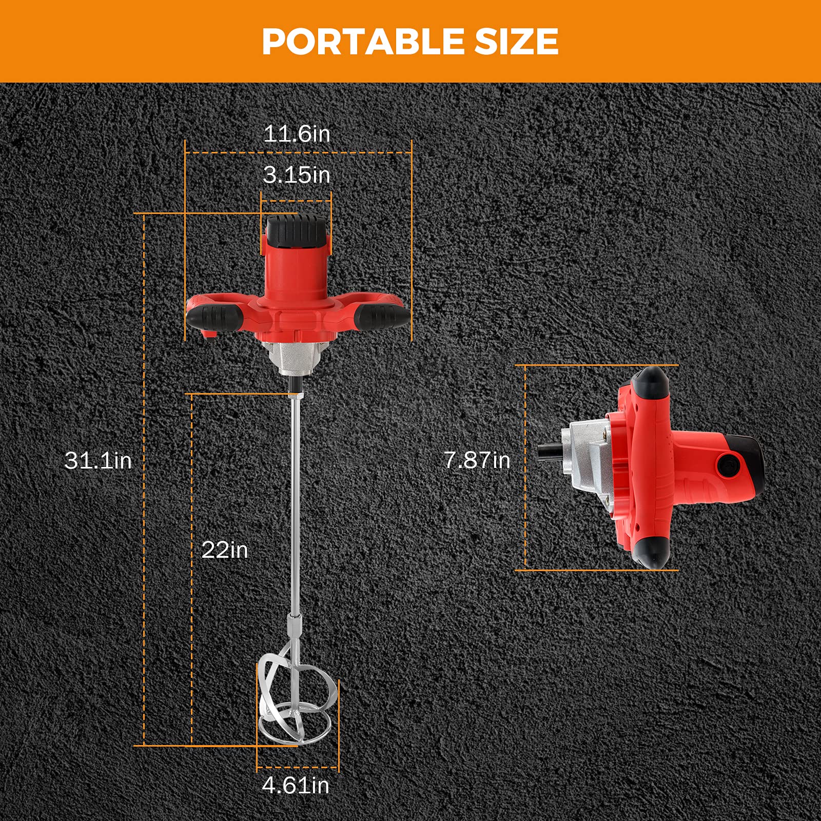BEAMNOVA Electric Handheld Cement Mixer 2100W Concrete Mixer Machine Industrial Portable Hand Paint Stirrer for Mixing Feed, Oil Paint, Resins