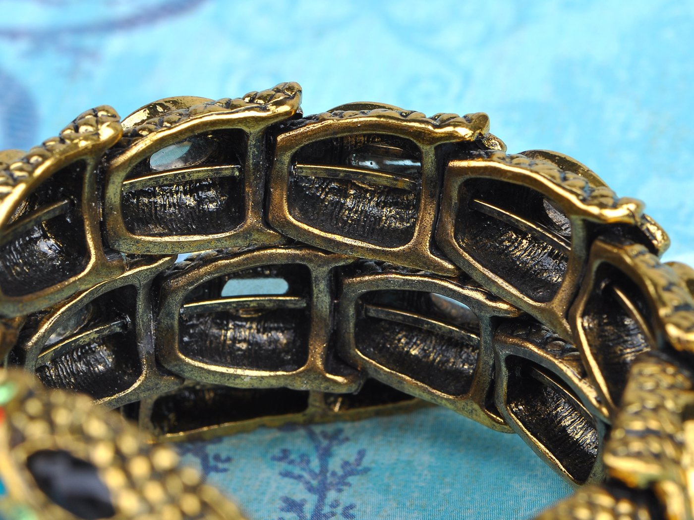 Alilang Egyptian Snake Rhinestones Stretch Cuff Wrap Bangle Bracelet, Gold