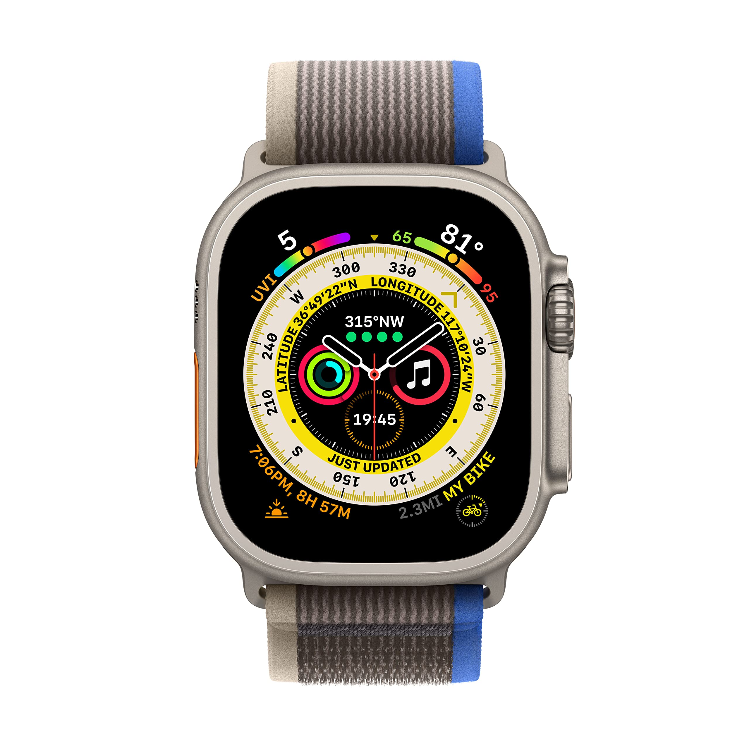 Apple Watch Ultra [GPS + Cellular 49mm] Smart Watch w/Rugged Titanium Case & Black/Gray Trail Loop S/M. Fitness Tracker, Precision GPS, Action Button, Extra-Long Battery Life, Brighter Retina Display