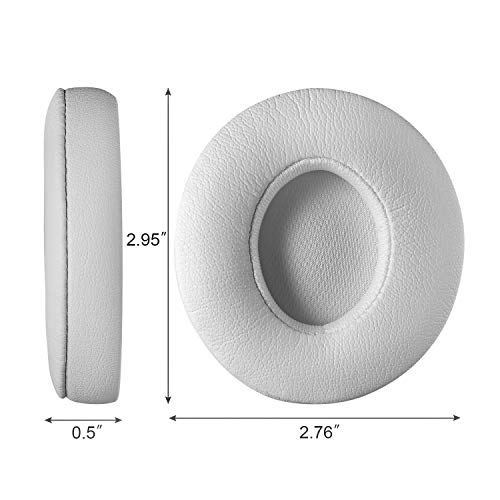 Replacement Ear Pads for Solo 2, Ear Cushions wih Memory Foam Compatible with Beats Solo2/ Solo3 Wireless Headphones(1Pair White)