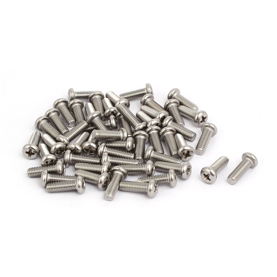uxcell M5 x 15mm 304 Stainless Steel Phillips Round Head Machine Screws Bolt 50pcs