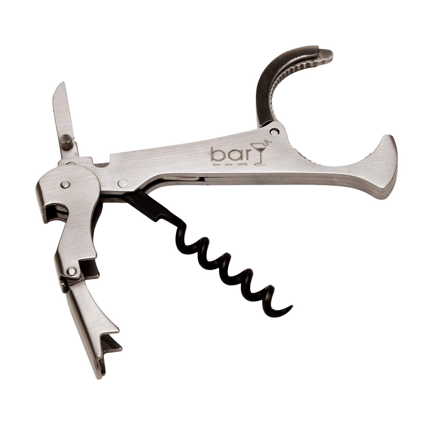 BARY3 WAITERS CORKSCREW WITH FOIL CUTTER - STAINLESS STEEL WAITERS CORKSCREW WITH BUILT-IN BOTTLE OPENER AND KNIFE - AVAILABLE AS 1 CORKSCREW OR IN A PACK OF 2! (2)