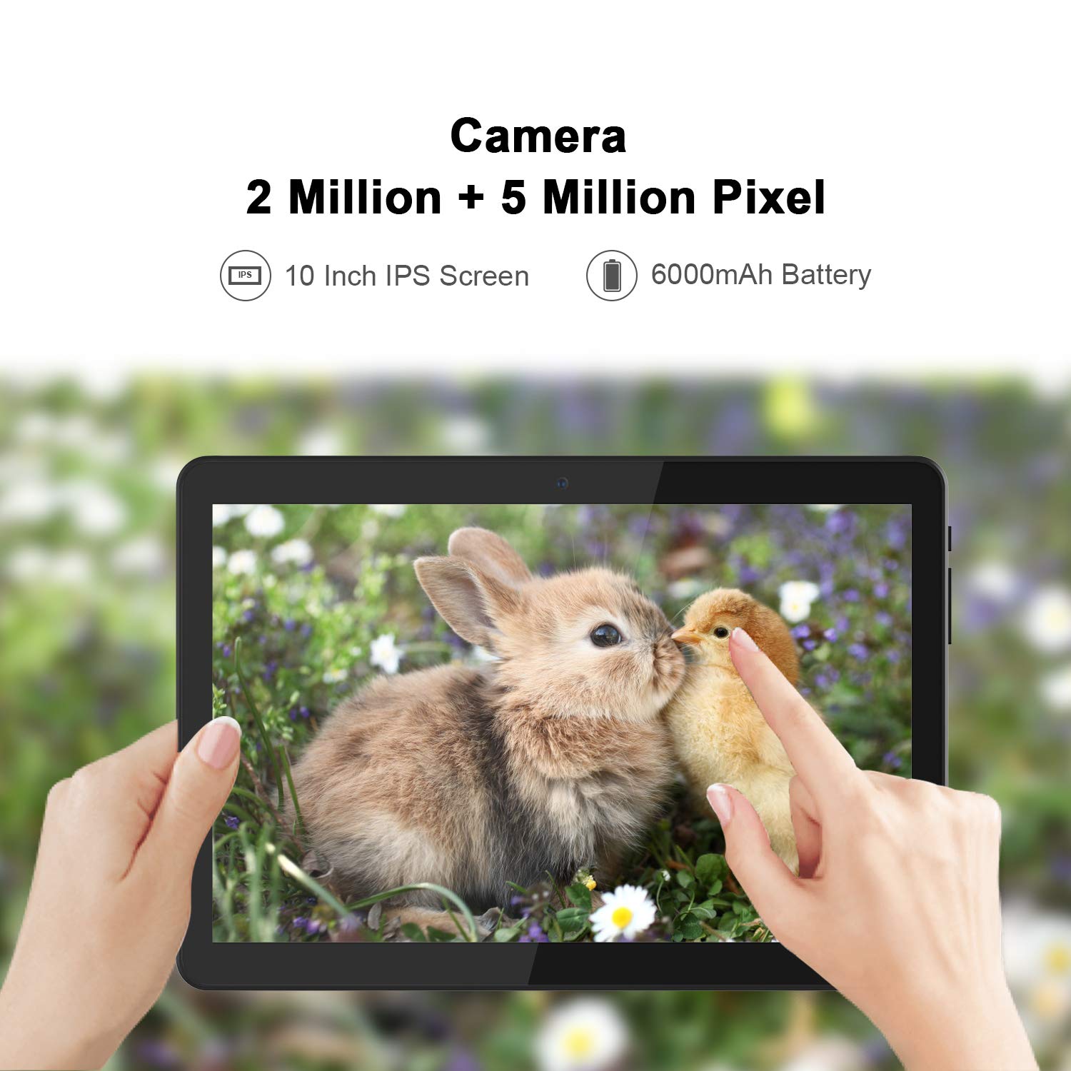 Android Tablet 10 Inch Tablet 3G Phablet, 6000mAh Battery, Full HD Display, Quad-Core CPU, GMS Certified, Dual SIM Card Slots Cameras Speakers, Support 128GB Micro SD Bluetooth WiFi GPS OTG, Black