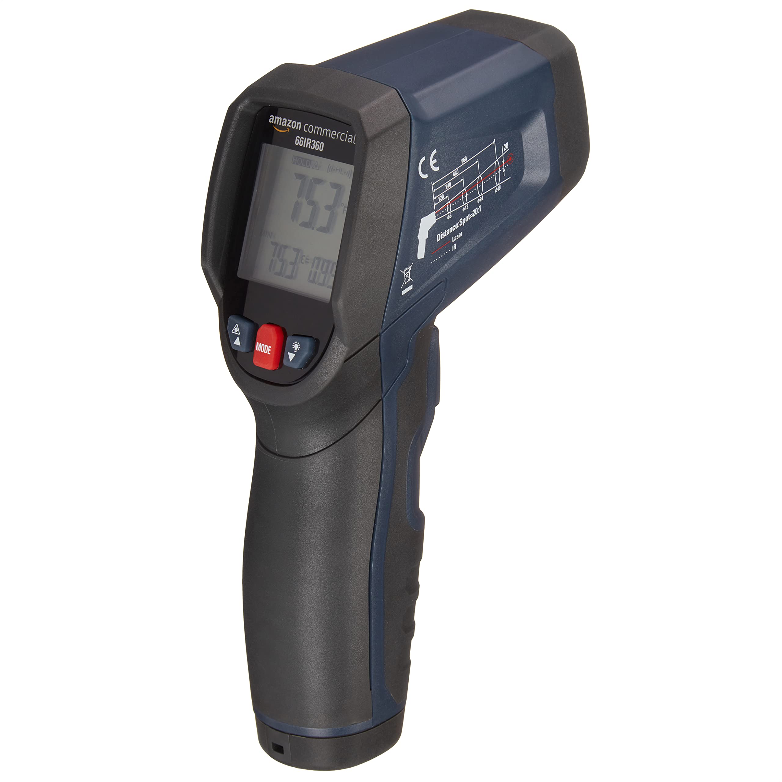 AmazonCommercial Heavy Duty Infrared Thermometer with circle laser, Double mould, Type K Probe, Adjustable Emmissivity (66IR360)