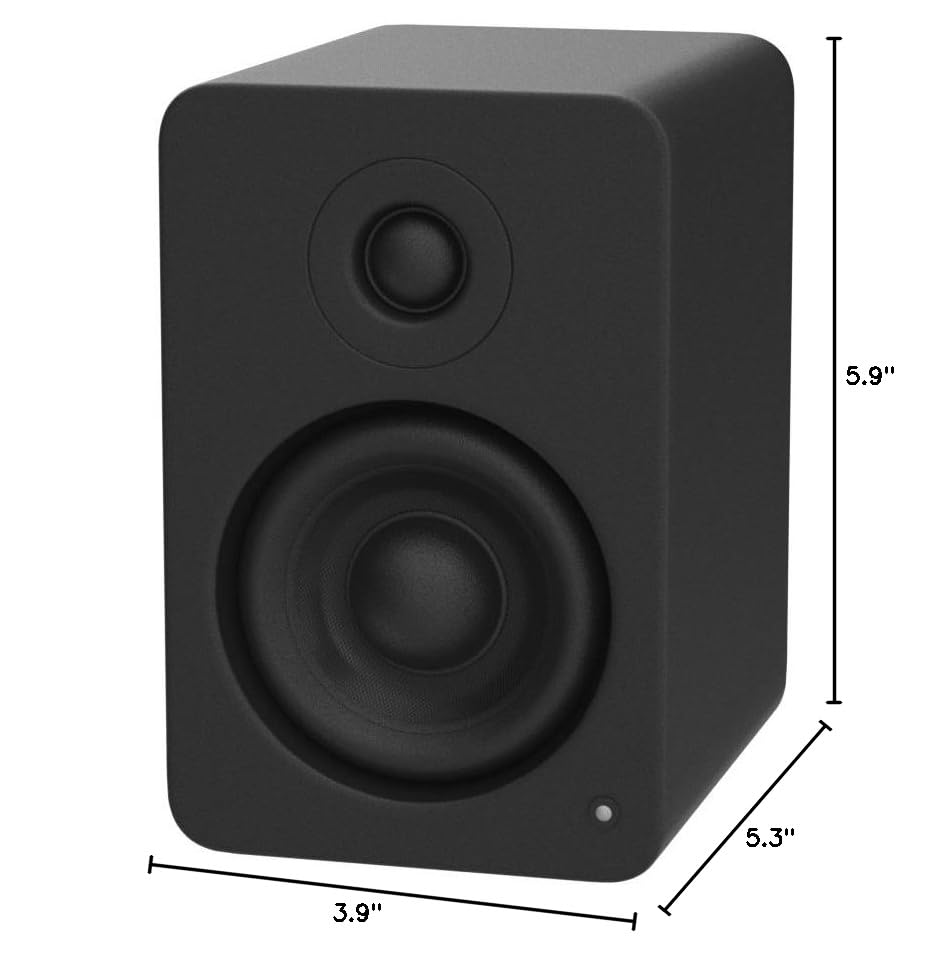 Kanto YU2MB PC Gaming Desktop Speakers | 3" Composite Drivers | 3/4" Silk Dome Tweeter | Class D Amplifier | 100 Watts | Built-in USB DAC | Subwoofer Output | Pair | Matte Black