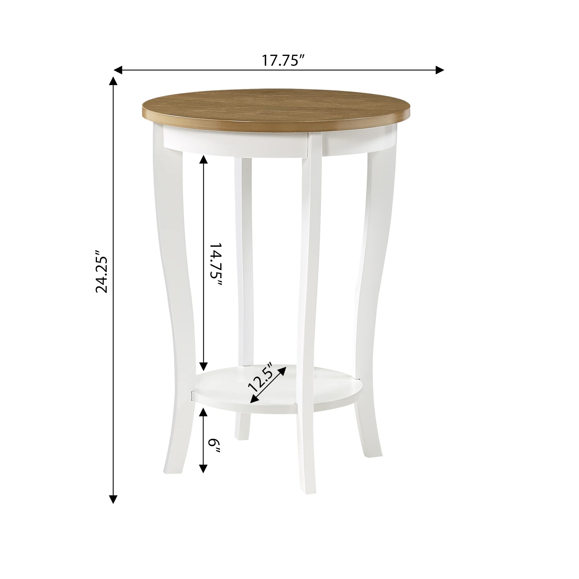 Convenience Concepts American Heritage Round End Table, Driftwood / White
