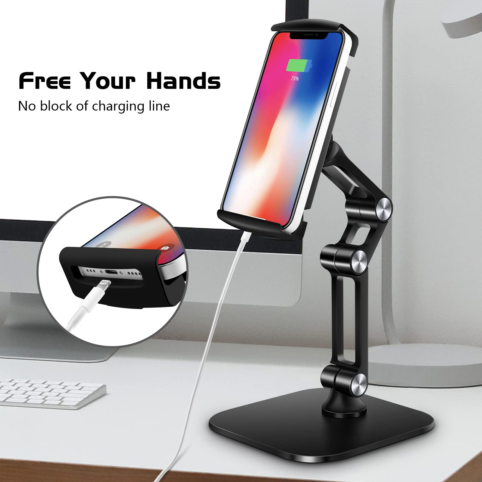 B-Land Tablet Stand Holder Adjustable, Universal Desktop Tablet Stand for Desk Foldable Phone Stand Compatible with iPad Pro 12.9,11, Air Mini 4 3 2, Kindle, E-Reader & Phones (4-13")
