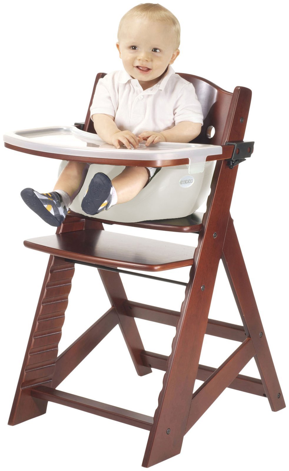 Keekaroo Height Right High Chair with Infant Insert & Tray, Mahogany/Vanilla