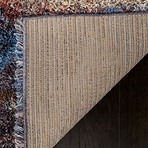 SAFAVIEH Gypsy Shag Collection 6' x 9' Rust / Blue GYP523C Abstract Non-Shedding Living Room Bedroom Dining Room Entryway Plush 2-inch Thick Area Rug