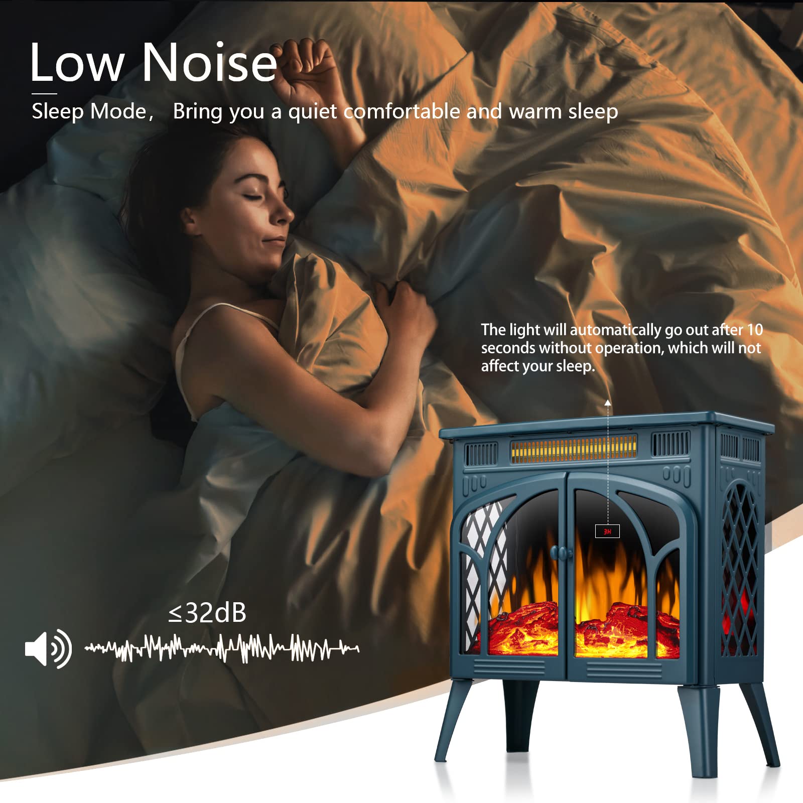 Antarctic Star 25-inch 3D Infrared Classic Electric Fireplace Stove, Freestanding Fireplace Heater Adjustable Brightness and Color,Portable,Thermostat,Overheating ProtectionâŚ