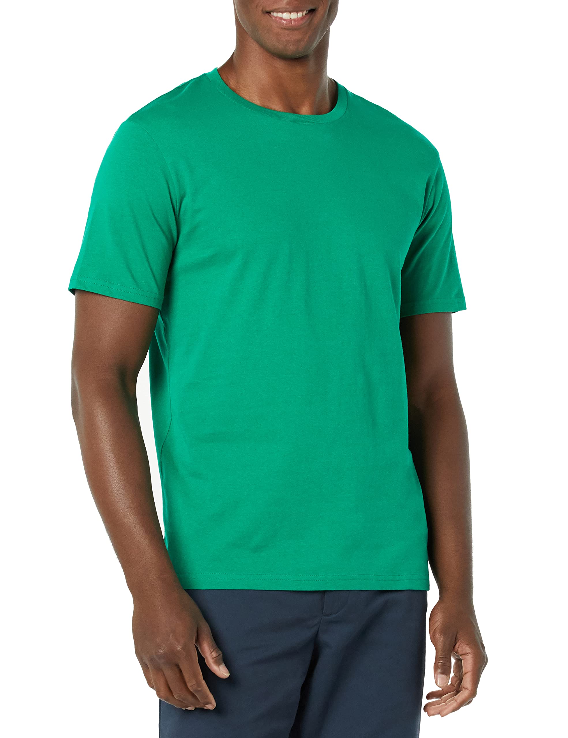 Amazon Essentials Men's Slim-Fit Short-Sleeve Crewneck T-Shirt, Pack of 2, Green/Navy, Medium