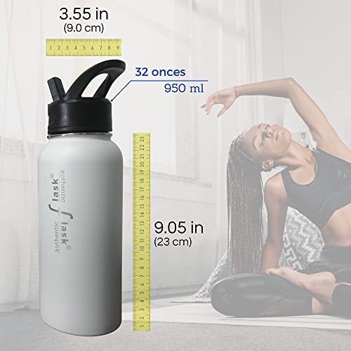 Authentic Flask 32oz Double Vacuum Insulated Water Bottle Wide Mouth w/Stainless Steel and Straw Lids, Reusable and Modern Hydro Thermo 24hs Cold 12hs Hot (BLUE BERRY)