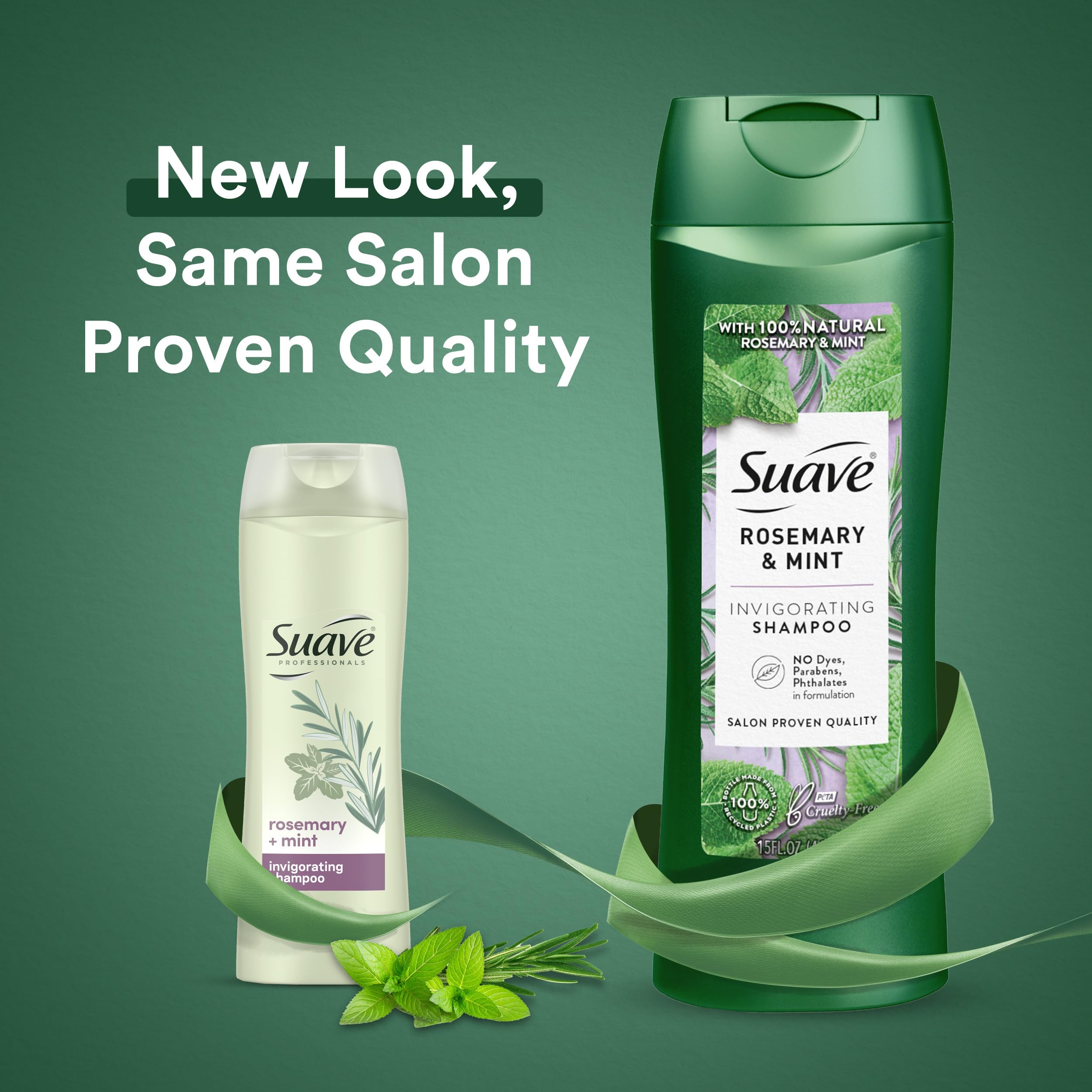 Suave Shampoo and Conditioner, Rosemary & Mint β Invigorating Formula with 100% Natural Essential Oils, 12.6 Oz Ea