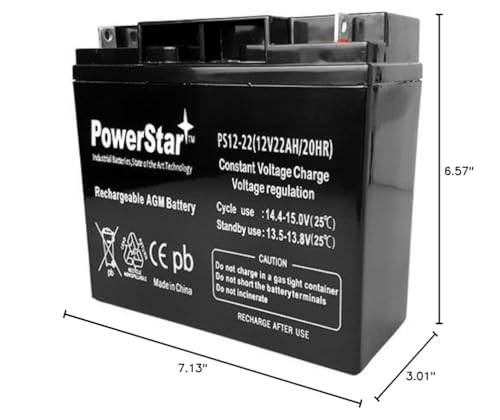 PowerStar 22AH Battery for 12V 18AH Jump n Carry JNC660 JNCAIR JNC 660 JNC4000