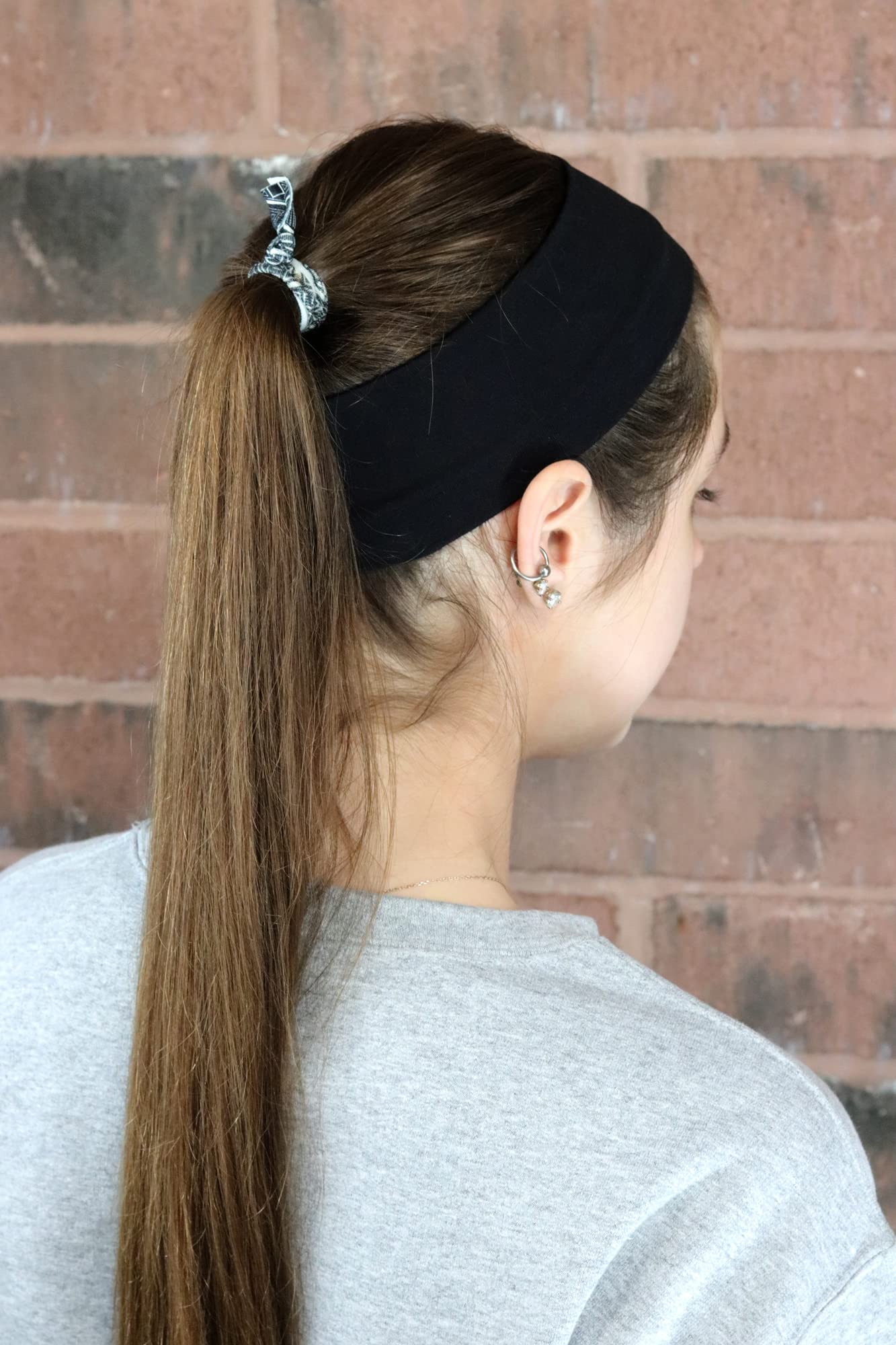 Kenz Laurenz Hair Ties Black Ponytail Holders - 20 Pack - No Crease Ouchless Elastic Styling Accessories Solid Pony Tail Holder Ribbon Bands