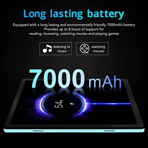 Airshi 10.1in Tablet, Smart Call Tablet Octa Core Processor 1920x1200 Resolution for Studying for Entertainment (Green)