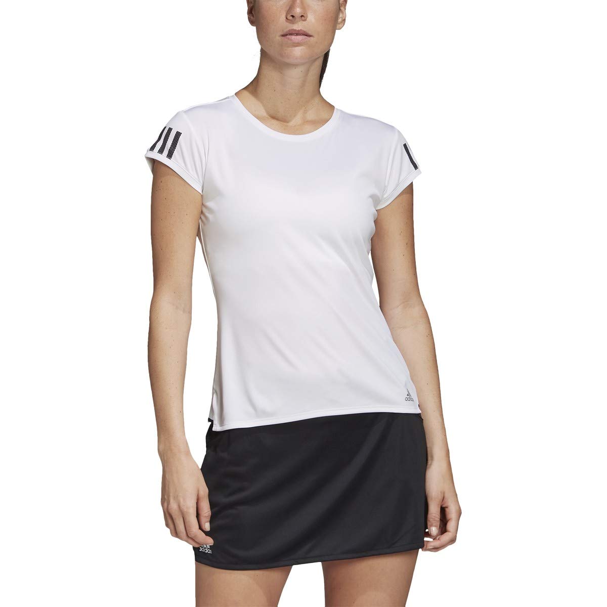 adidas womens 3-Stripes Club Tee White/Matte Silver/Black Small