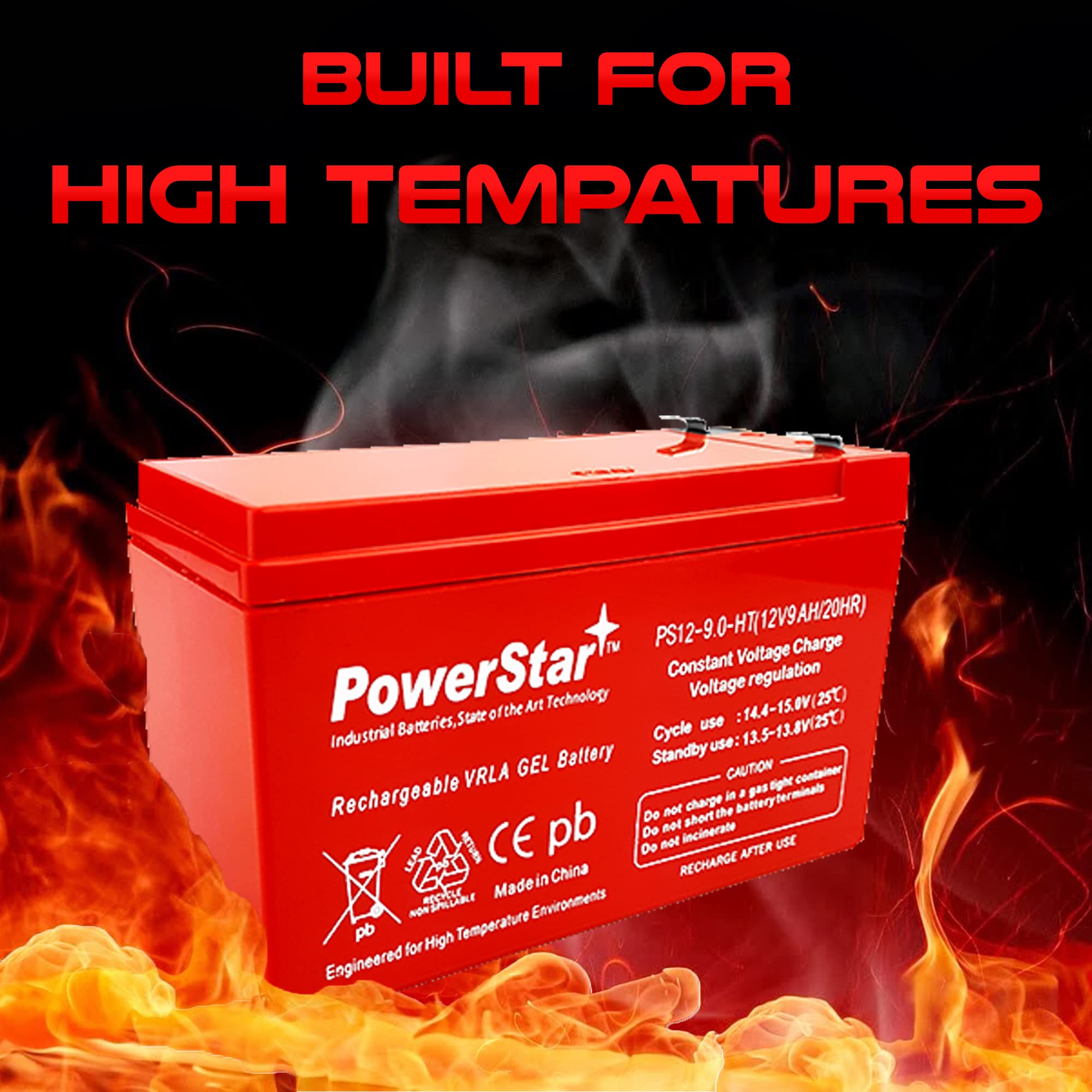 PowerStar PS12-9.0-HT 12V 9AH Rechargeable Sealed Lead Acid Battery Battery Replaces EXP1270
