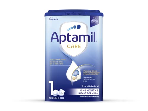 Aptamil Care Stage 1, Milk Based Powder Infant Formula, Also for C-Section Born Babies, with DHA & ARA, Omega 3 & 6, Prebiotics, Contains No Palm Oil, 28.2 Ounces