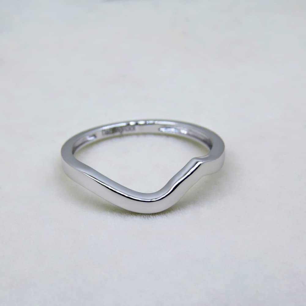 Dazzlingrock Collection Women Anniversary Stackable Contour Guard Ring, 14K Solid White Gold, Size 8