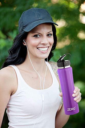 Zero Degree Stainless Steel Water Bottle with Straw and Leak Proof Lid, Vacuum Insulated Double Wall Sport Bottle Keeps Drinks Cold for 12 Hours (18oz Blue)