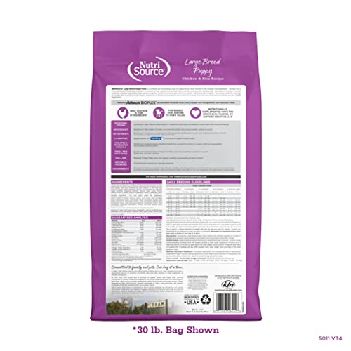 NutriSource Puppy Food, Made with Chicken and Rice, Large Breed, with Wholesome Grains, 15LB, Dry Dog Food
