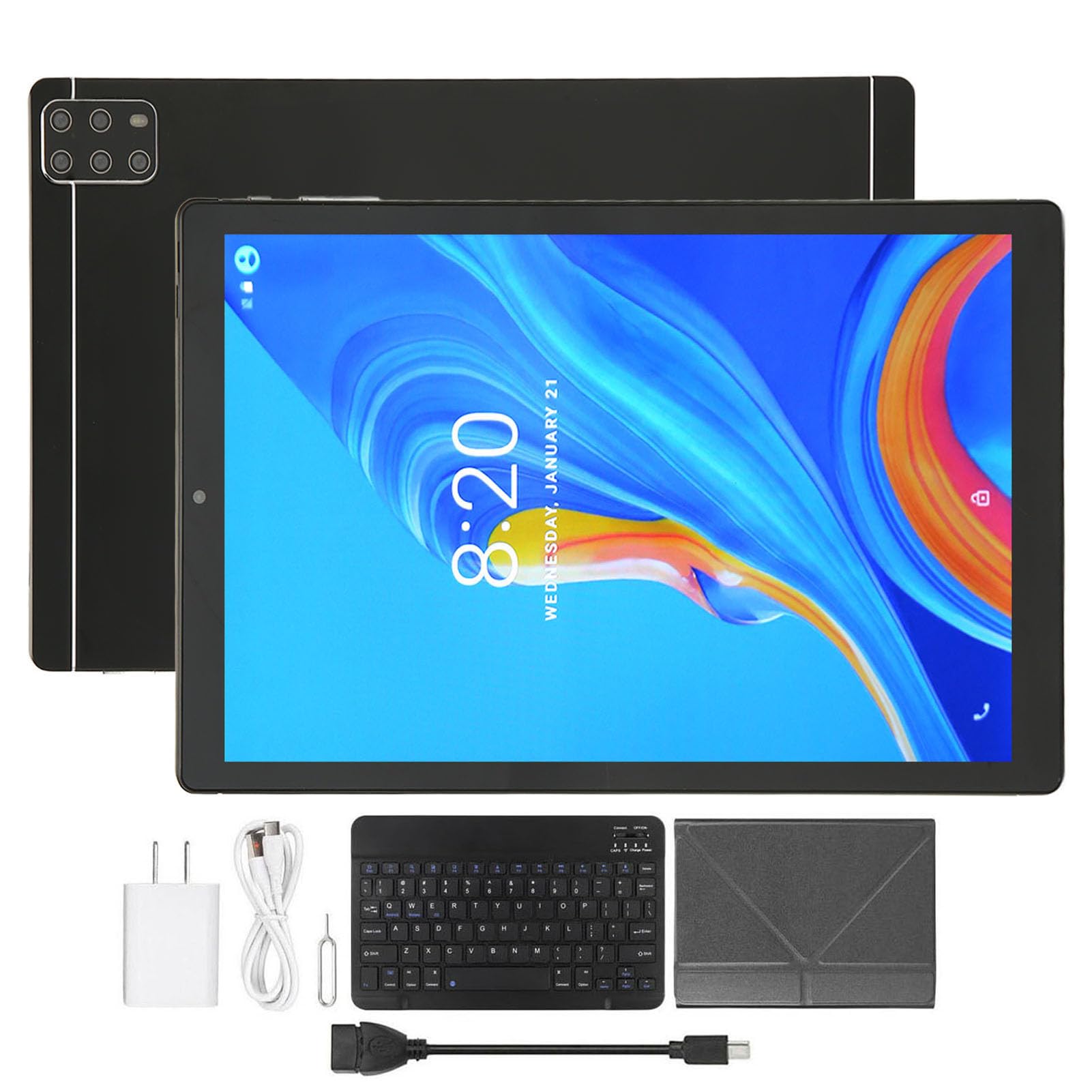 Airshi 2 in 1 Tablet, 5.0 6GB RAM 128GB ROM MT6735 Deca Core CPU 5GWiFi 10.1 Inch Tablet PC Dual Cameras for Entertainment for Business (US Plug)