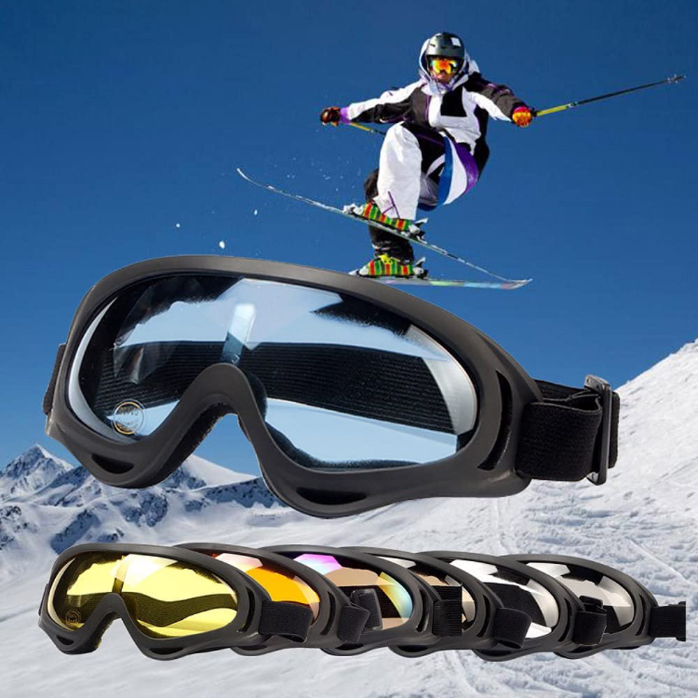 ARMADIO Ski Goggles, Motorcycle Goggles, Snowboard Goggles Anti-UV Anti-Scratch Dustproof Safety Goggles for Men Women Kids- 7PACK (7PACK X400)