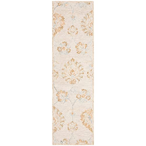 SAFAVIEH Blossom Collection 5' x 8' Beige / Sage BLM560B Handmade Premium Wool Area Rug