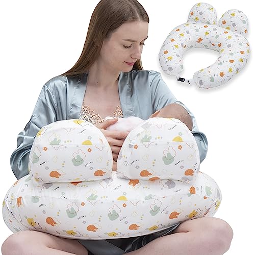 AMCATON Breastfeeding Pillow for Mom, Nursing Pillow for Breastfeeding, Breastfeeding Pillow with Adjustable Strap, Fence Protection (Rabbit)